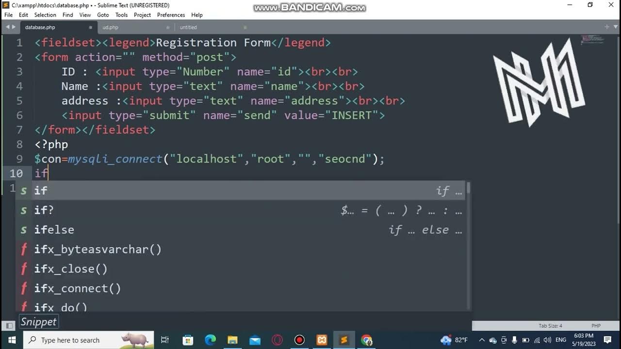 2 Php And Mysql Insert Form Data To The Database Youtube