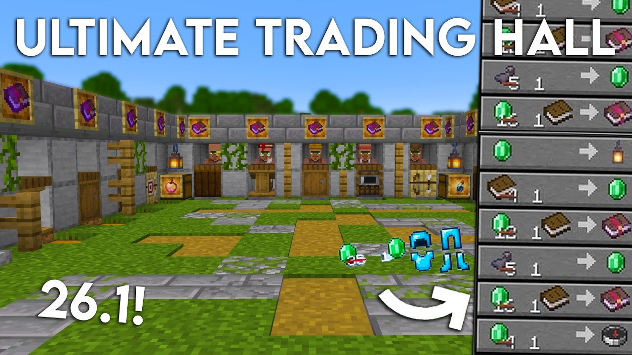NEW UPDATED Minecraft 26.1 Villager Trading Hall Tutorial | All Trades ...