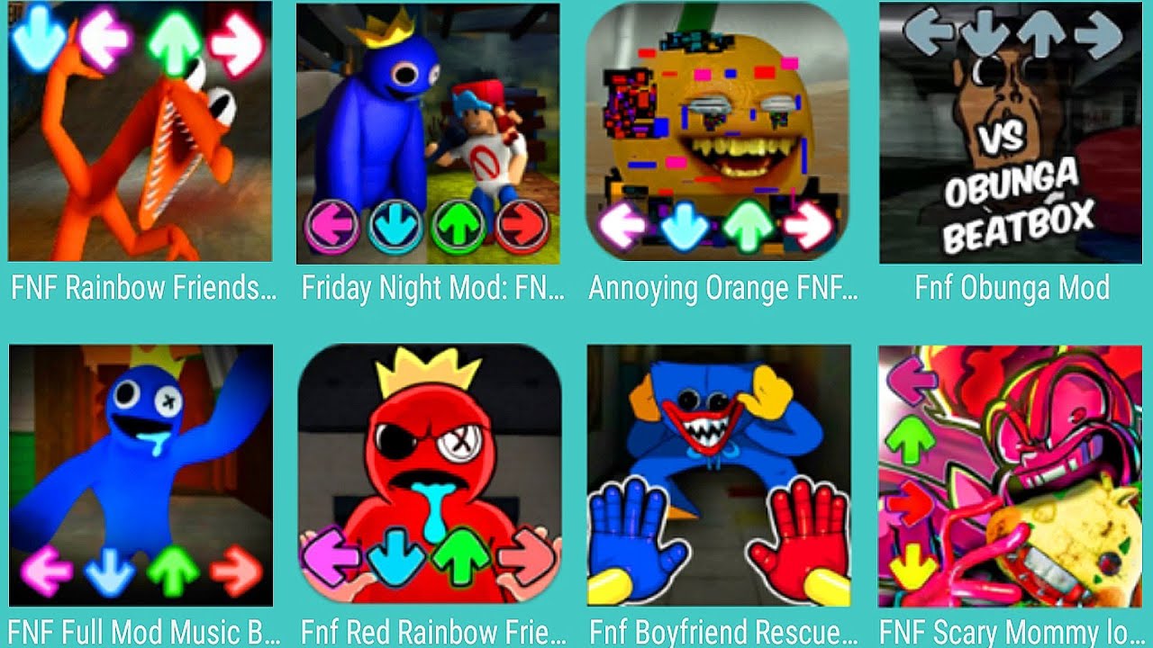 FNF Rainbow Friends,FNF Oranger Vs,FNF Obunga Mod,FNF Full Mod,FNF Red ...
