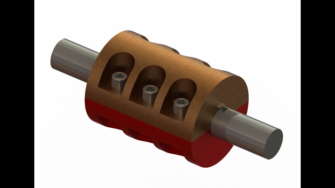 split muff coupling assembly drawing in Solidworks - YouTube
