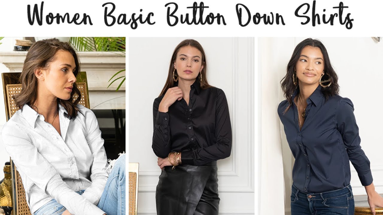 Hotouch Womens Cotton Basic Button Down Shirt Slim Fit Dress Shirts - YouTube