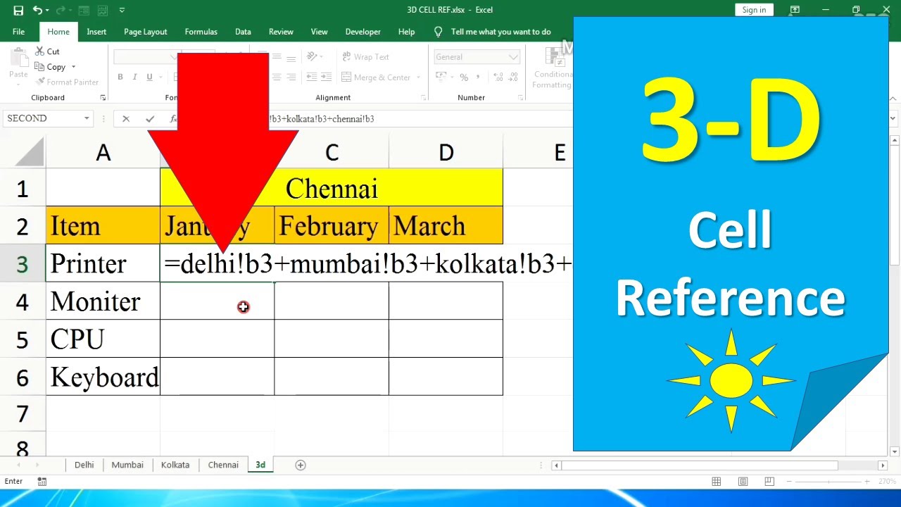 3D Cell Reference In Excel Hindi YouTube 3D Cell Reference In Excel Hindi YouTube