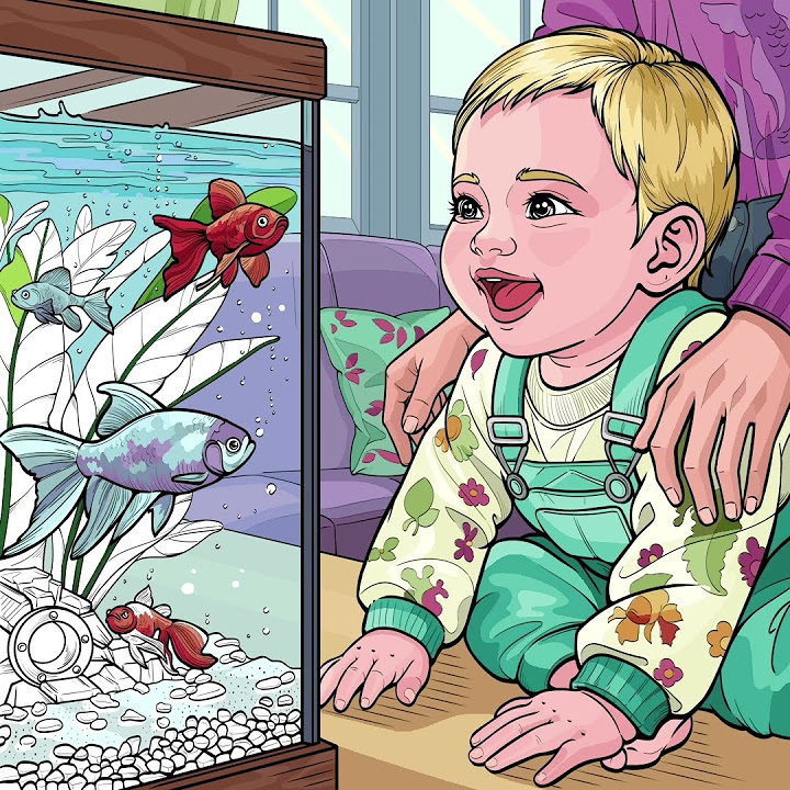 “Tiny Hands, Big Wonder👶🐬"#fish #cute #fun #digitalart #happy #satisfying #luminous_strokes ...