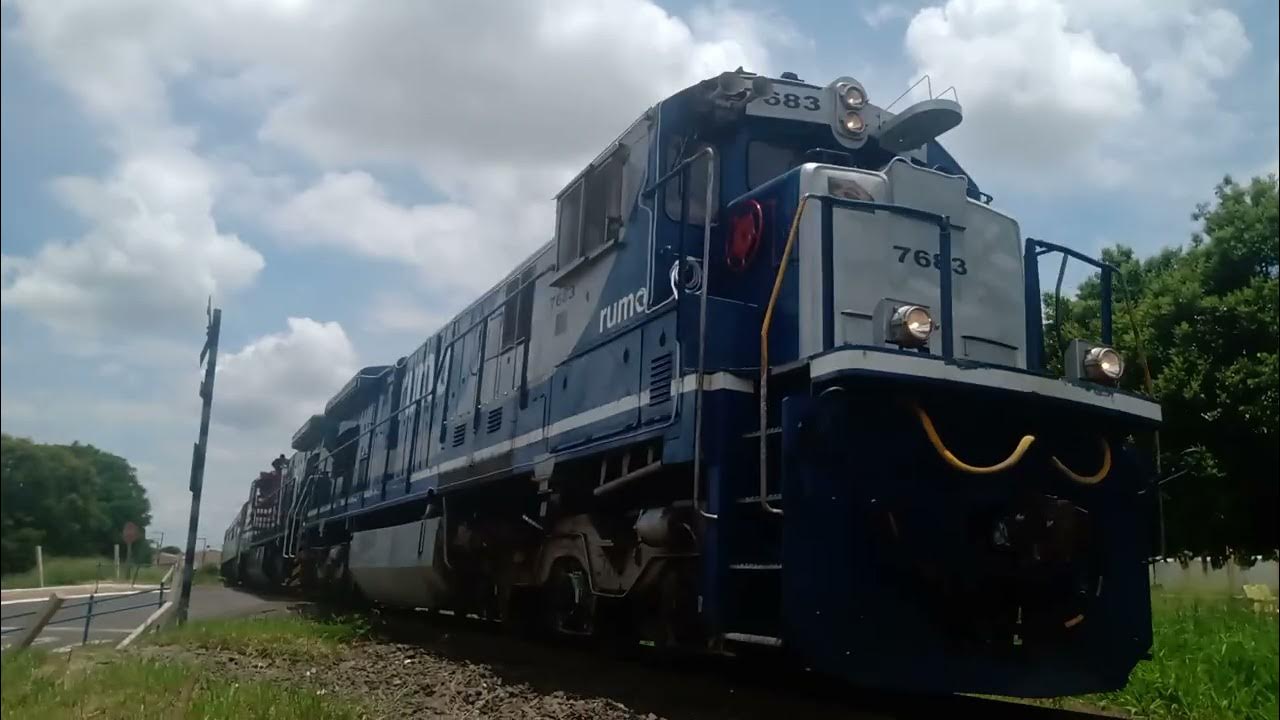 Trem natal passando em zsh e se encerra em Santa fé do sul c30-7 7683 RUMO 9380 ABPF com 3 ...
