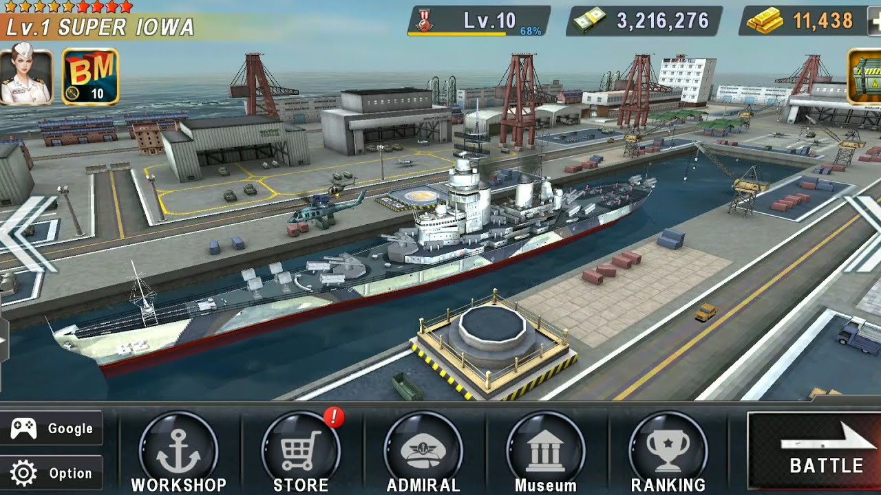 Warship Battle: new SUPER IOWA battleship in Boss Attack stage 1 to 18 ...