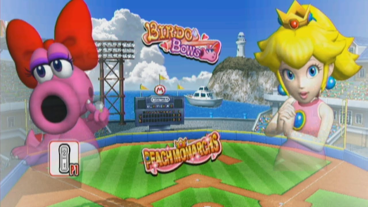 Mario Super Sluggers | Birdo vs Peach Exhibition @ Mario Stadium - YouTube