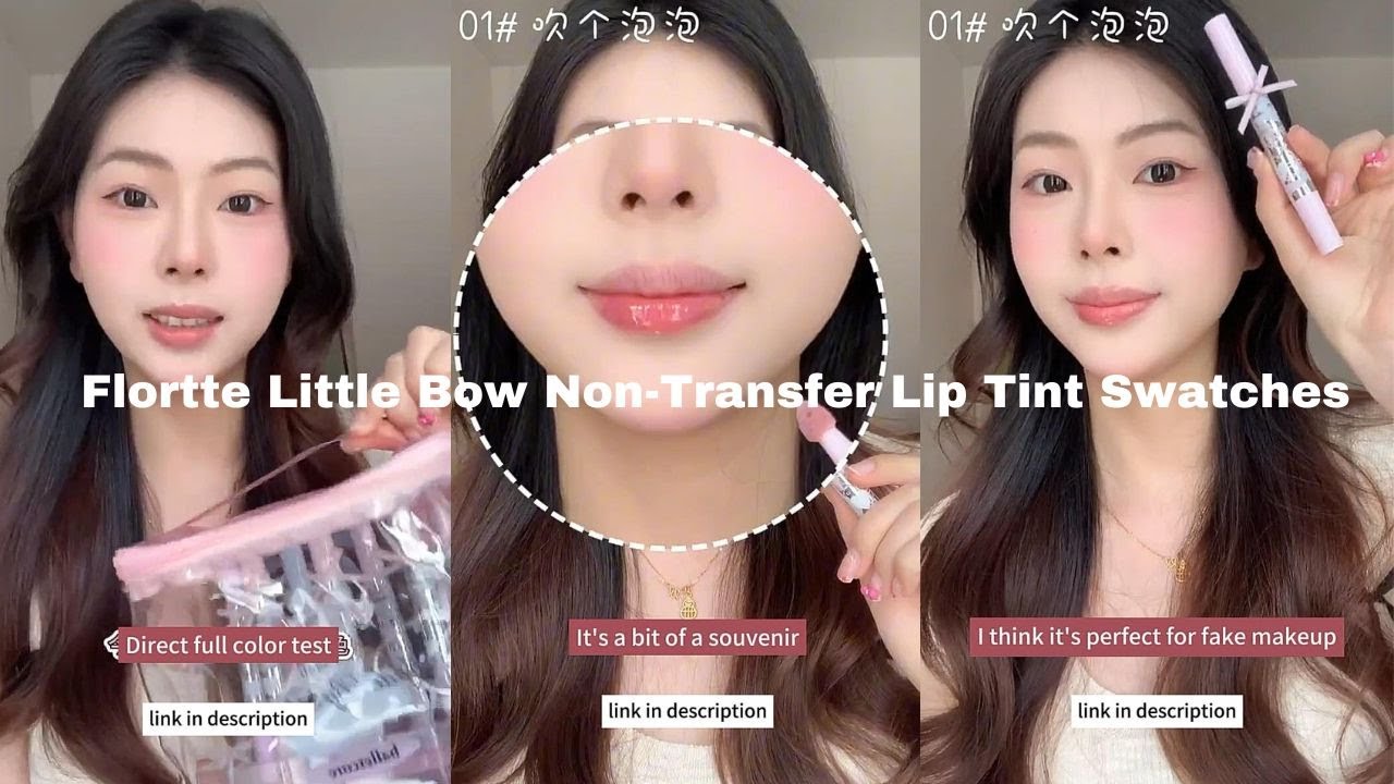 Flortte Little Bow Non-Transfer Lip Tint Swatches - YouTube