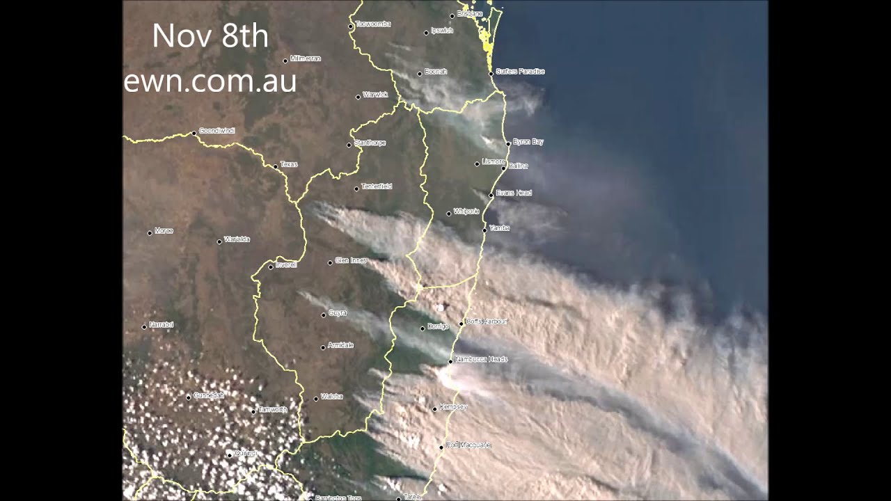 Northeast NSW bushfire smoke satellite picture loop 7 to 21 nov 2019 ...