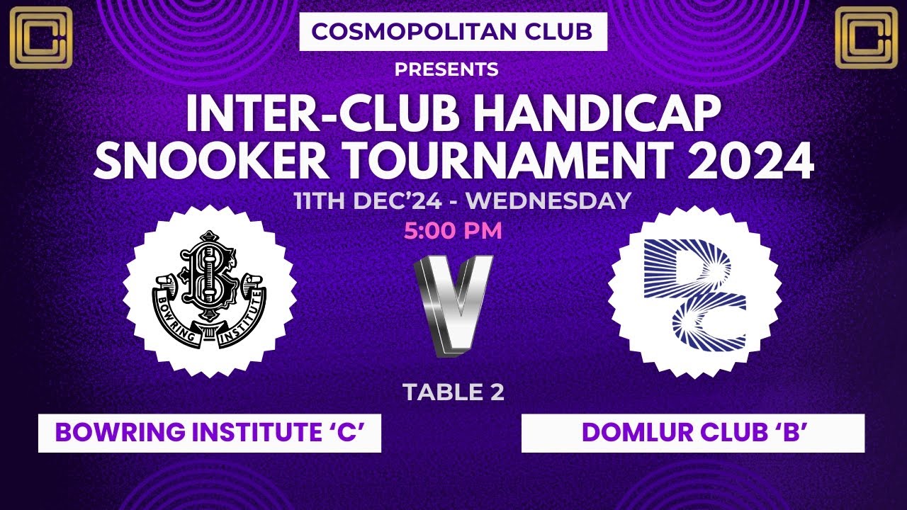 T2 - BOWRING INSTITUTE 'C' vs DOMLUR CLUB 'B' - 11/12/24 - WEDNESDAT (5 ...