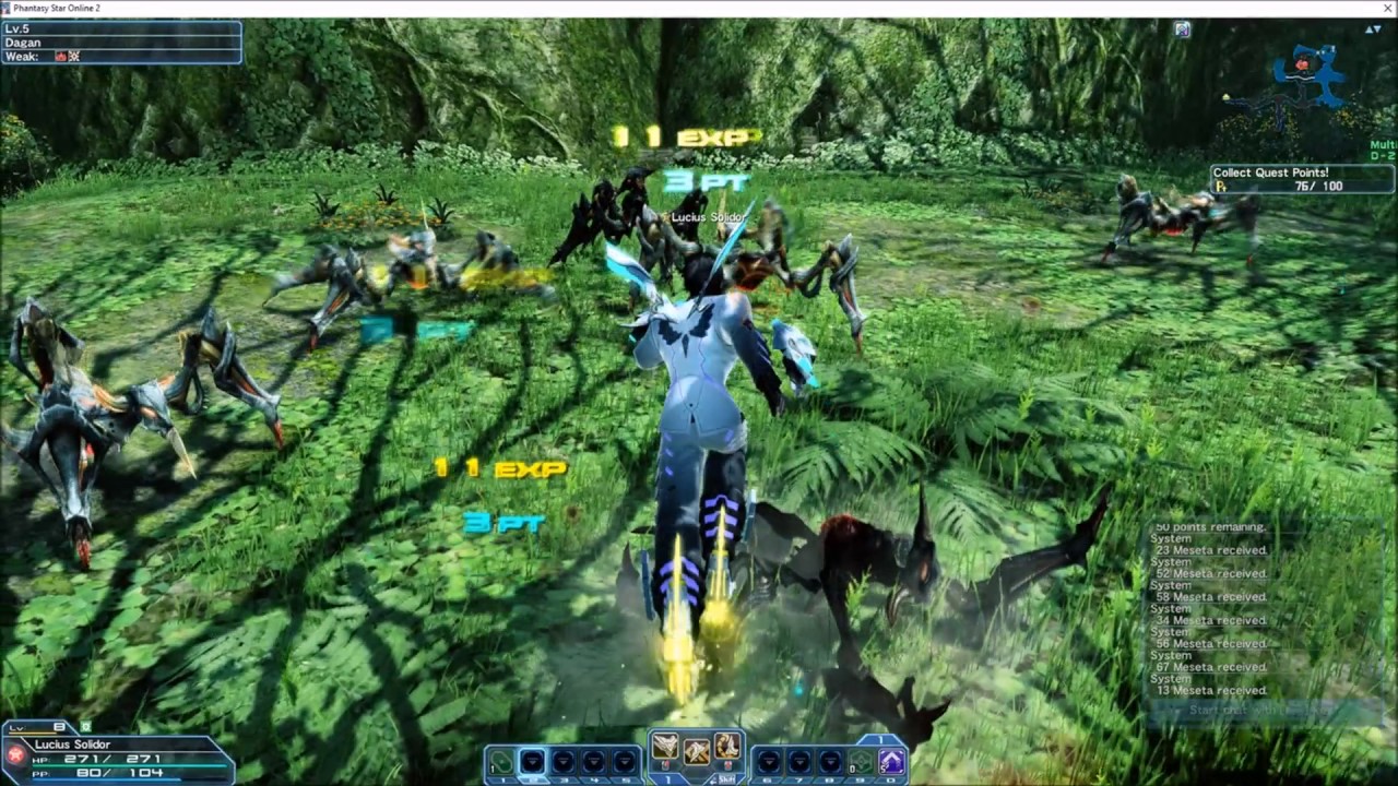 Phantasy Star Online 2 - Dagan Extermination Forest - YouTube