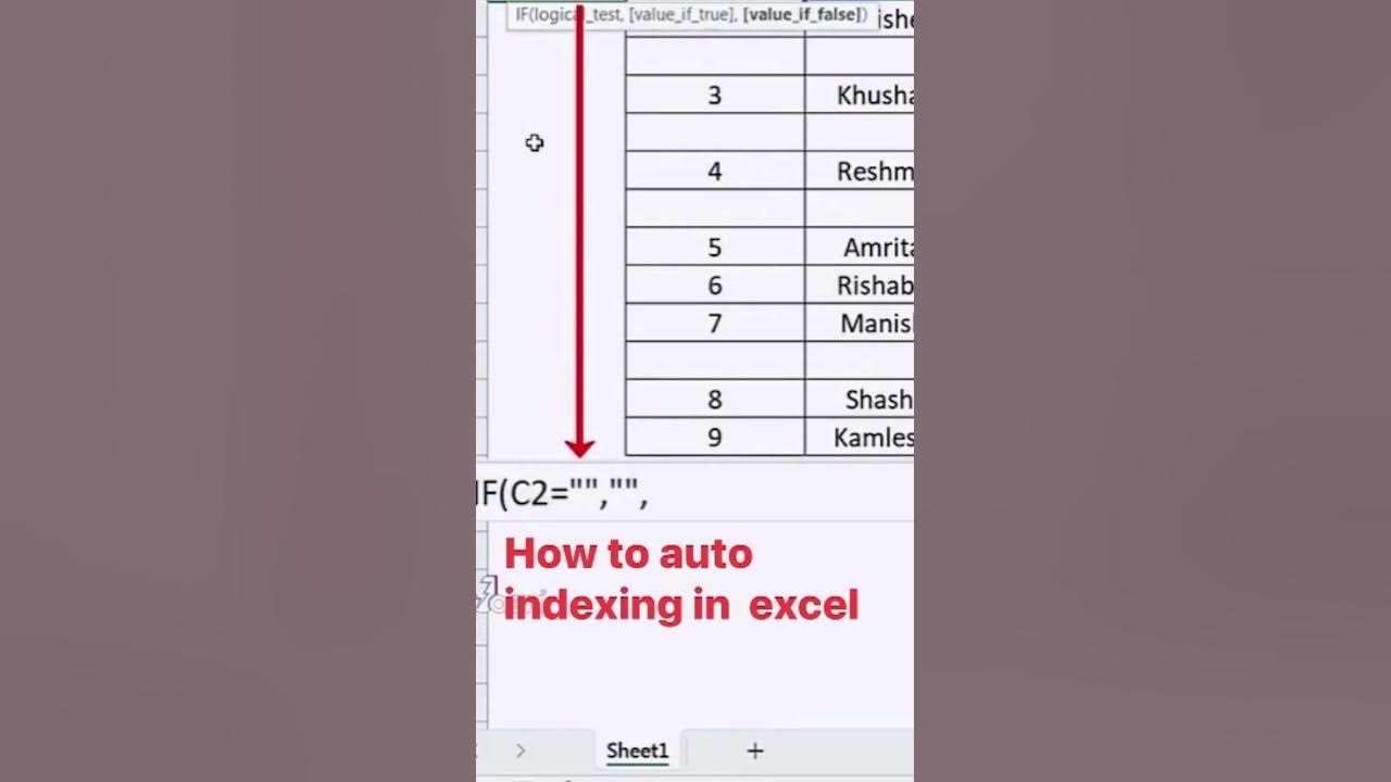 Auto indexing in excel easy way - YouTube