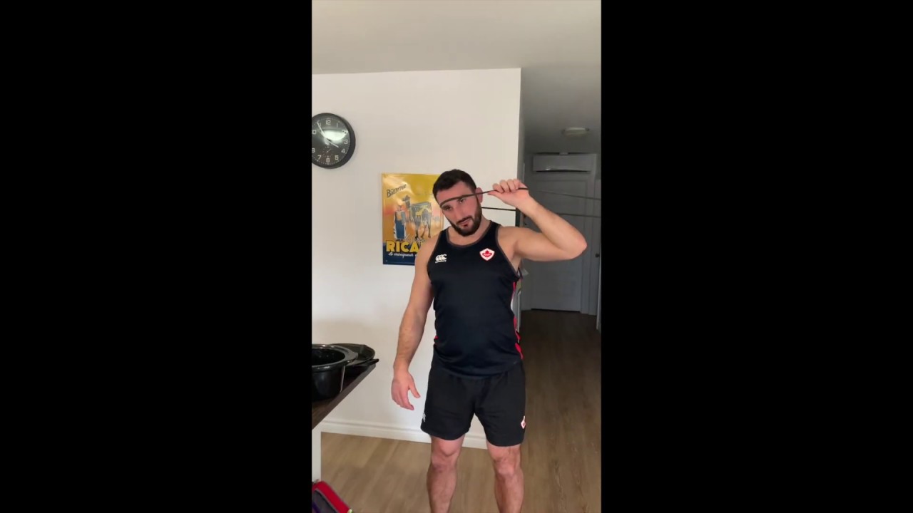 Lateral standing neck dynamic ear to shoulder with band - YouTube