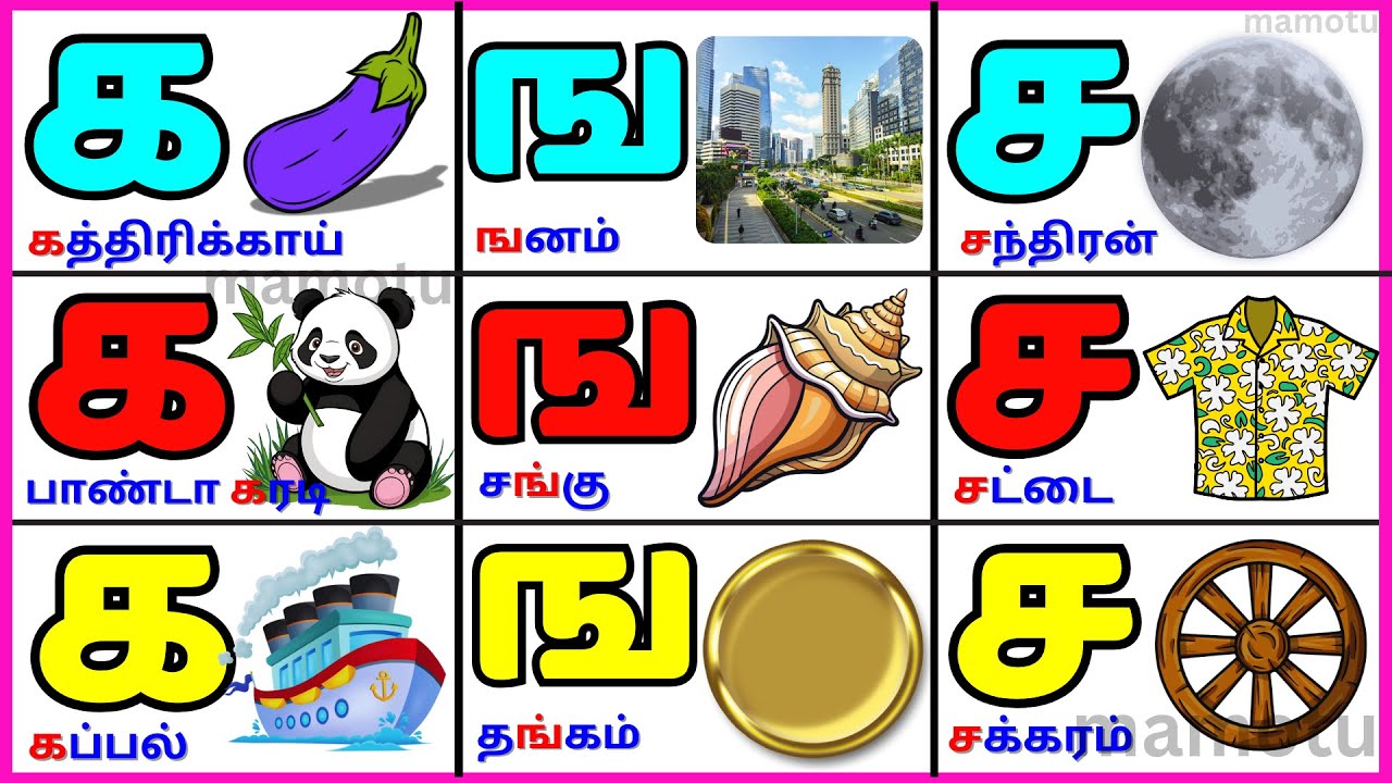உயிர்மெய் எழுத்துக்கள்-Uyirmei Ezhuthukkal| Ka nga cha video clip|Tamil alphabets for kids ...