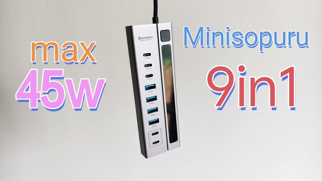 Minisopuru USB C Hub Max 45W Charging Ports, 9 in 1 USB C Hub with 72W ...