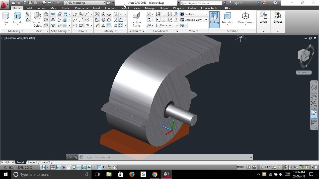 blower make in autocad by autocad cmd - YouTube