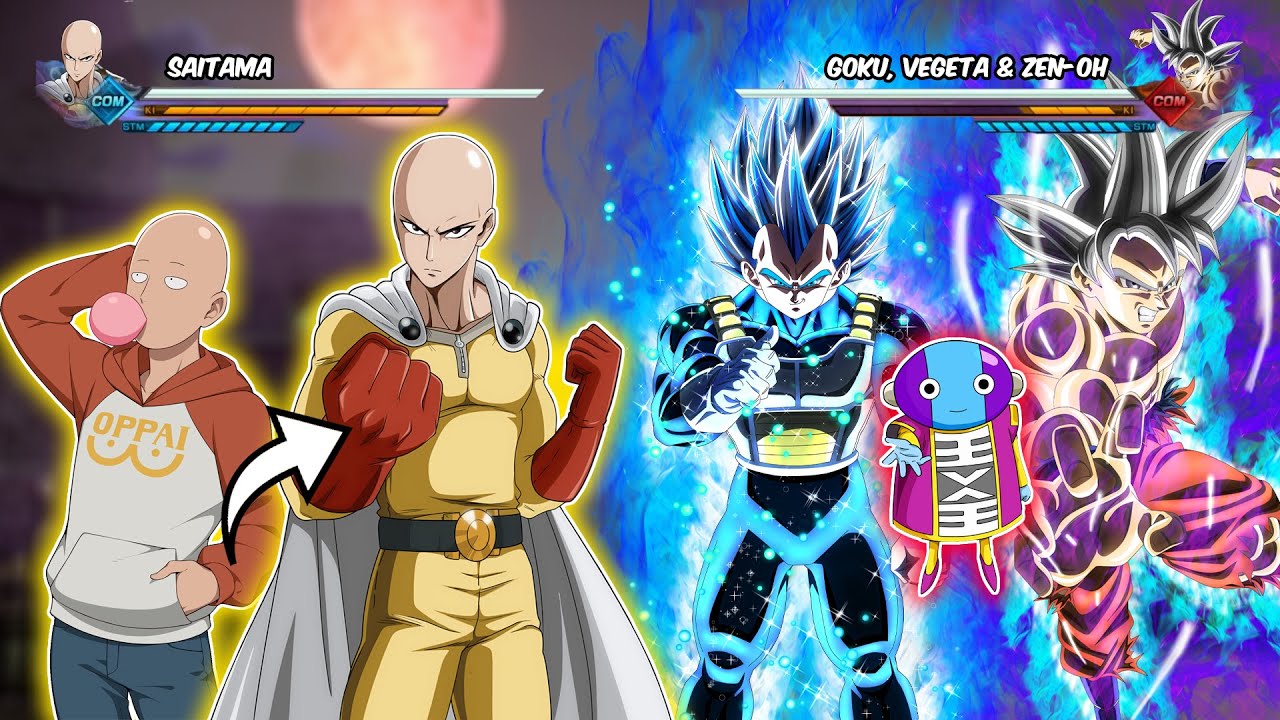 SAITAMA FULL POWER VS GOKU, VEGETA & ZEN-OH | Xenoverse MOD - YouTube