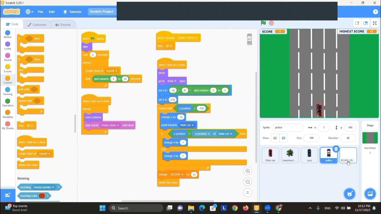 How to make Dodging car game on scratch |Teach us AFK - YouTube