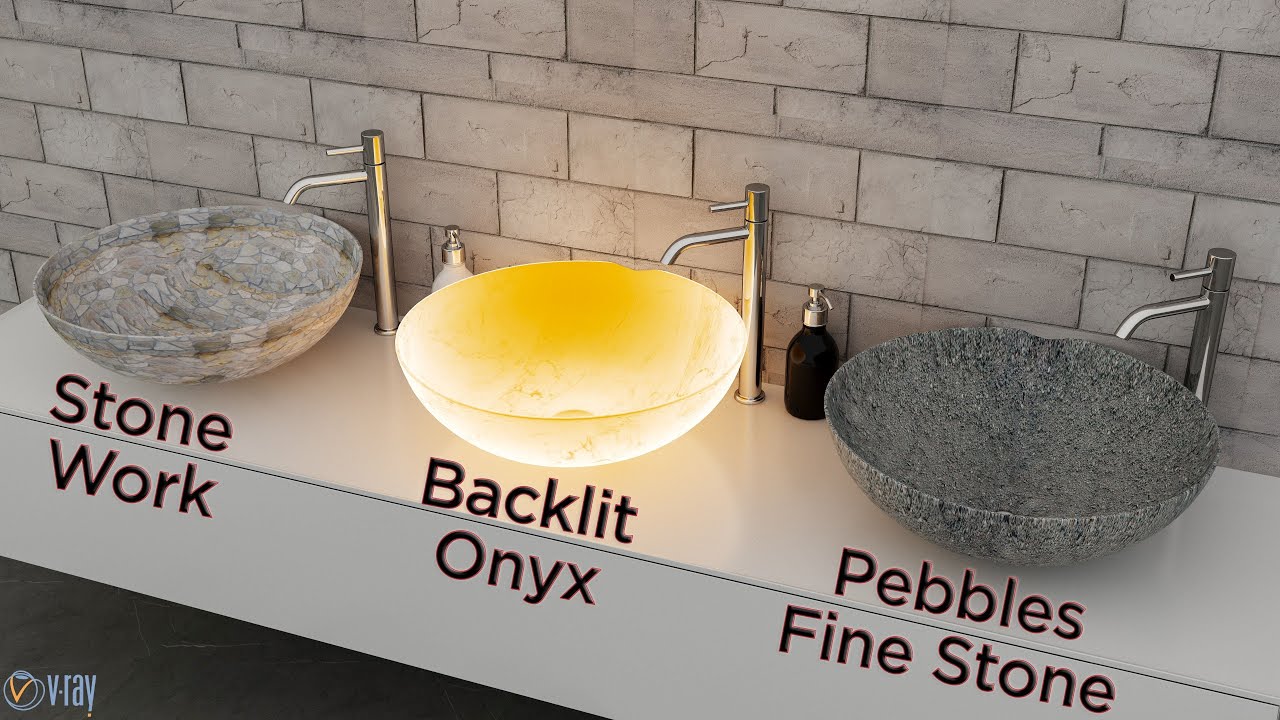 3D Max Vray Stone Work, Backlit Onyx & Pebbles Fine Stone Material ...