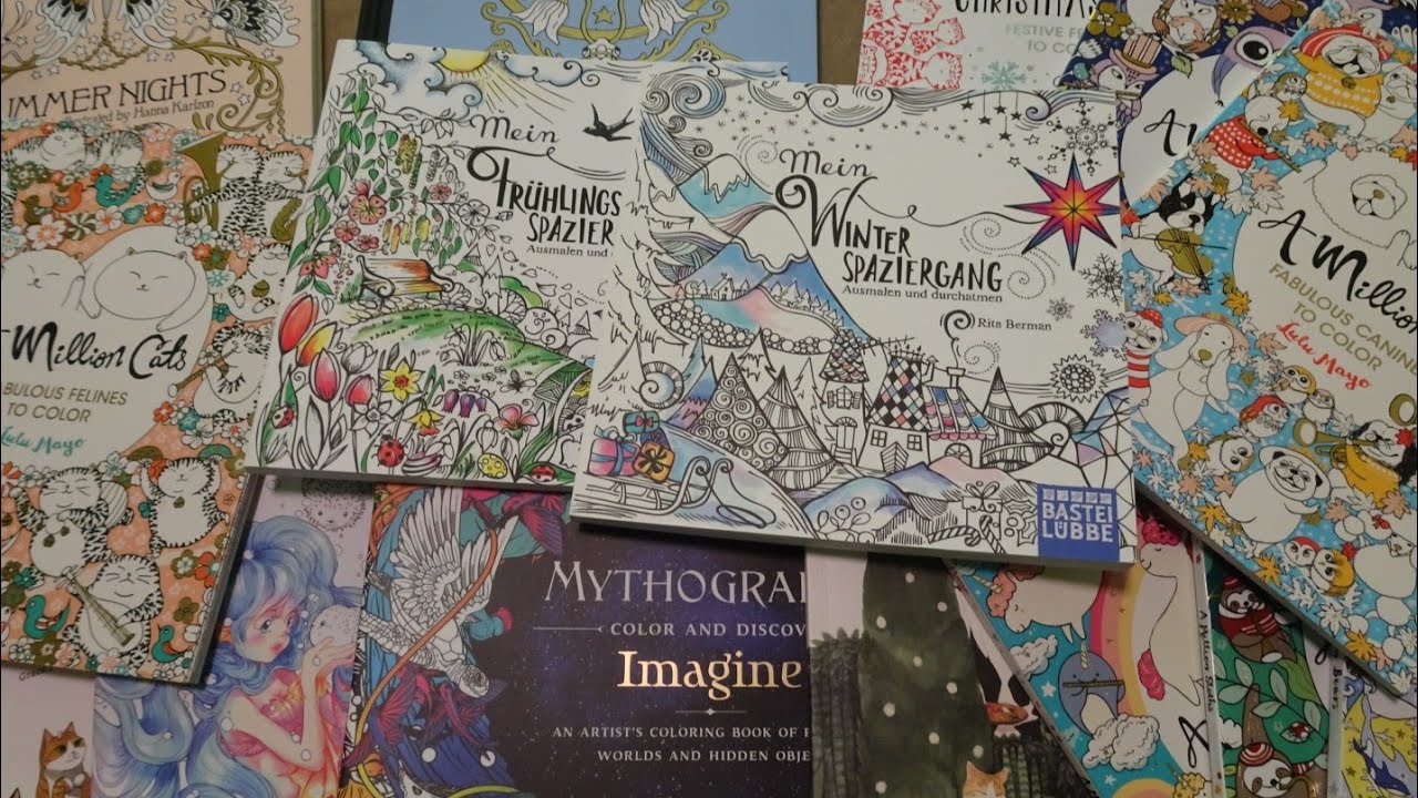 My adult coloring book collection (final part) - YouTube