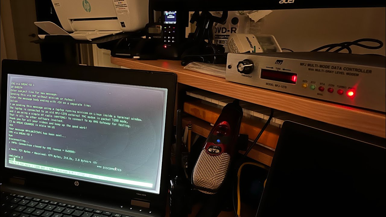 Connect to a Winlink packet RMS gateway using minicom via CMS MFJ-1278 ...