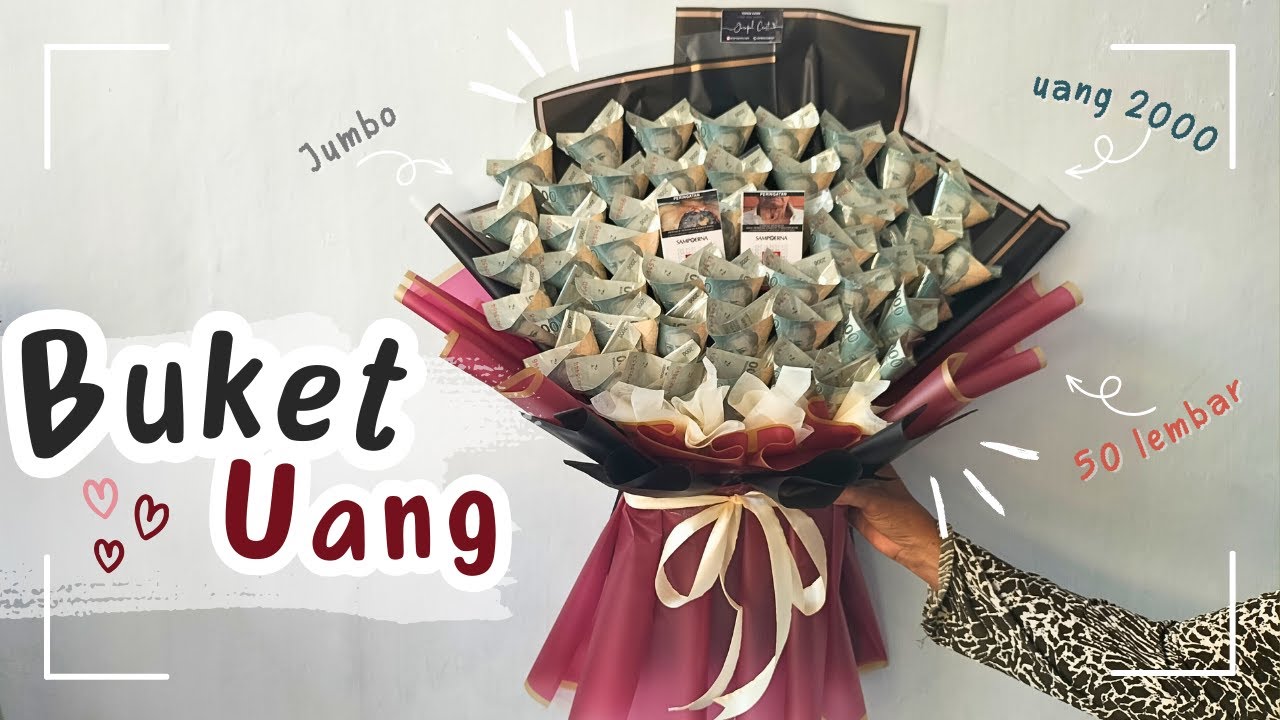 DIY Bikin Buket Uang Jumbo isi 50 Lembar Simpel || Buket Uang 2000an ...