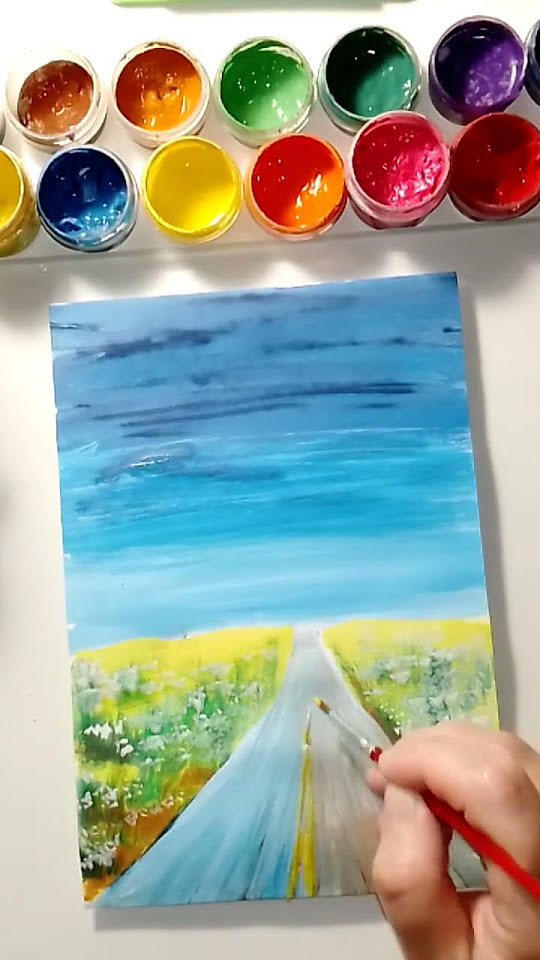 Shorts Як легко намалювати літній пейзаж гуашшю 🌄 Как легко нарисовать