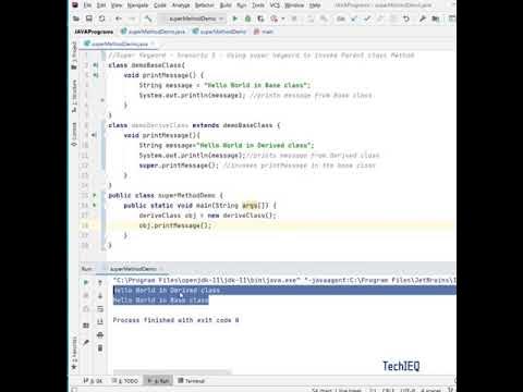 Using Super keyword to invoke Parent class method in Java #superkeyword #javaprogramming #coding ...