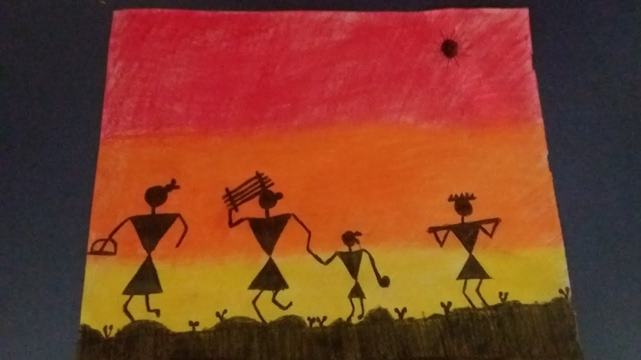 How to draw Warli Art/Very easy for kids and beginners - YouTube