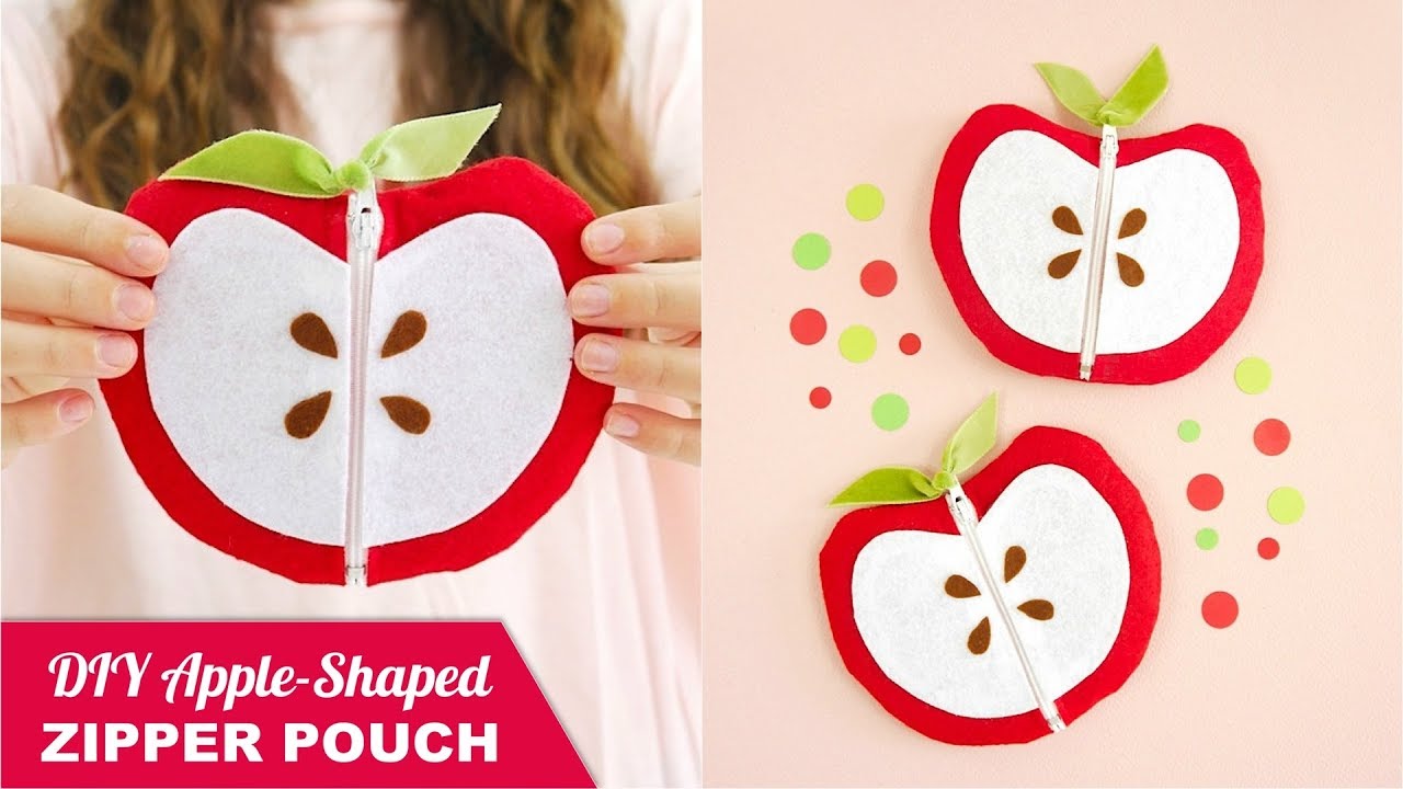 DIY Apple Shaped Zipper Pouch 🍎 #Shorts - YouTube