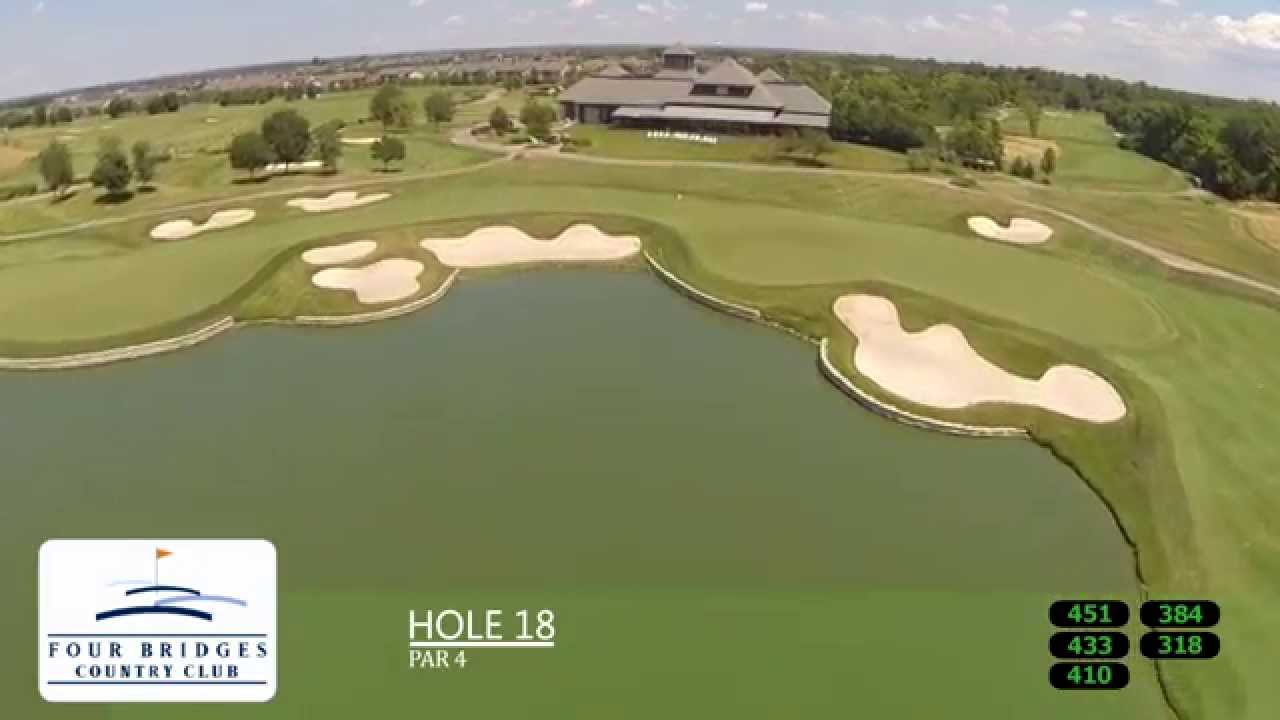 FOUR BRIDGES COUNTRY CLUB HOLE 18 FLYOVER - YouTube