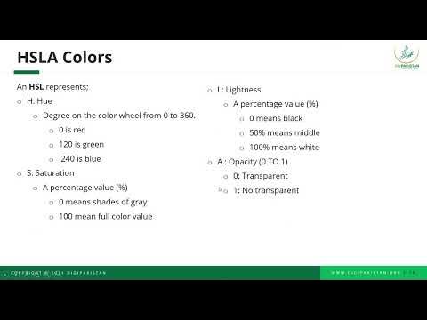 HSL and HSLA colors in CSS | CSS COLORS | Full Stack Web Development Course| URDU | Hindi | Lec ...