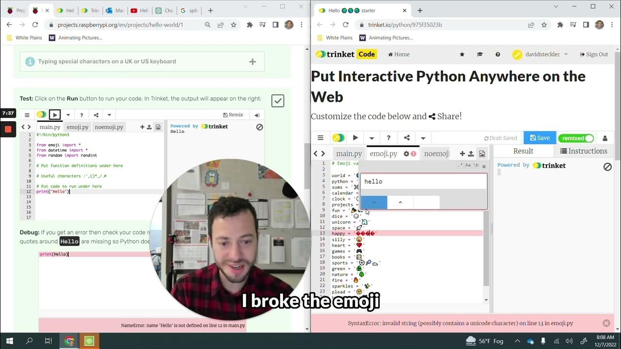 Hello World Tutorial [Part 1] Python Project - (Raspberry Pi Python Pathway) - YouTube
