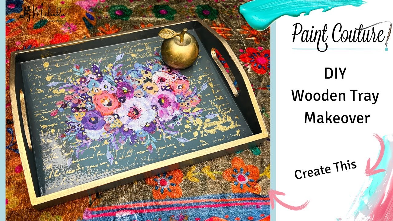 DIY Wooden Tray Makeover with Pouring Resin; Floral Craft Transfers ...