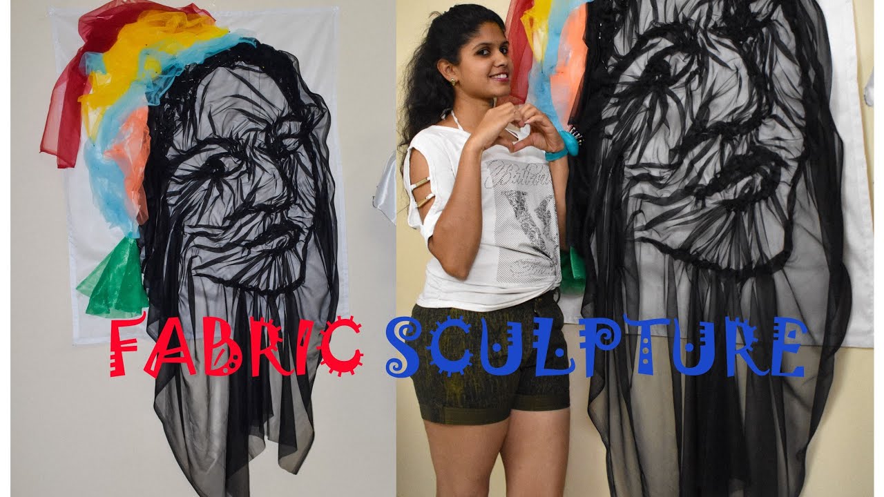 #wasteFabricart || face from netted waste fabric #textileart # ...