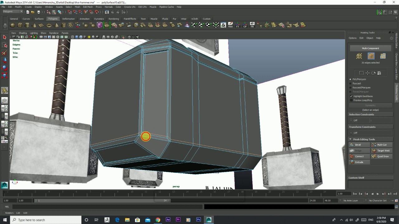 Thor Hammer 3d modeling tutorial maya || part 1 - YouTube