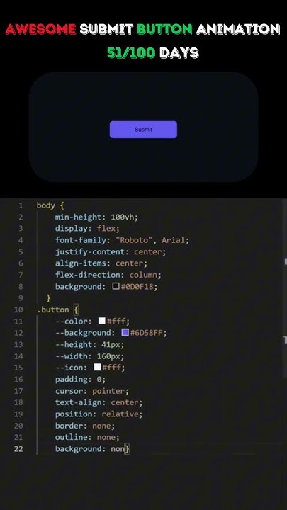 Day 051 - Submit button Animation #codingisfun #html #shorts - YouTube