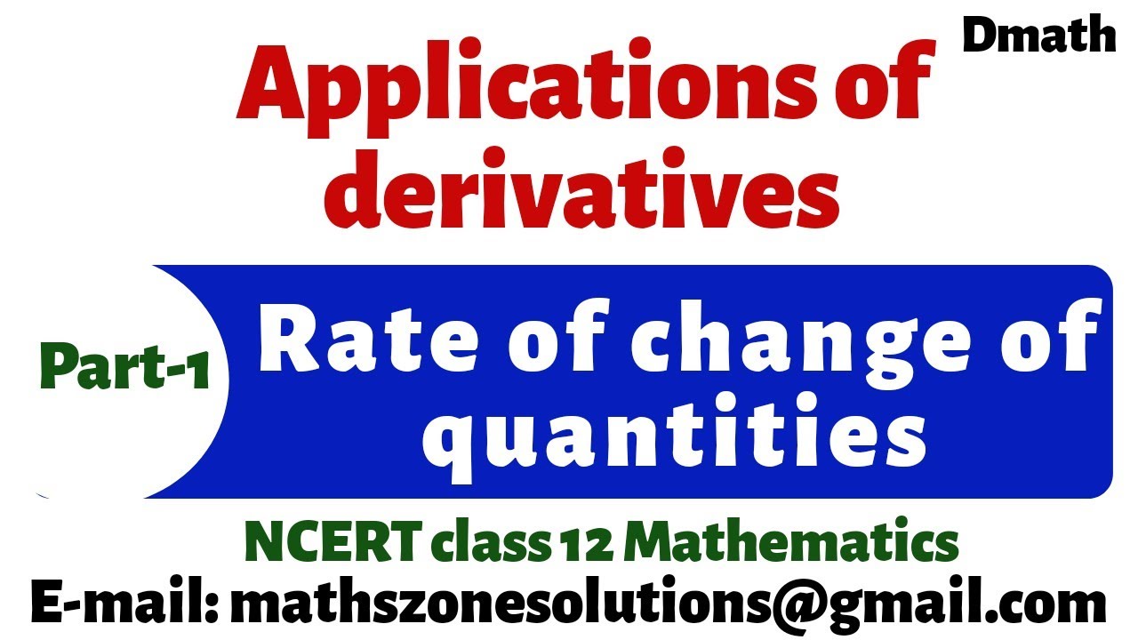 Rate of change of quantities||NCERT Class 12 Maths||Exercise 6.1 Solved ...