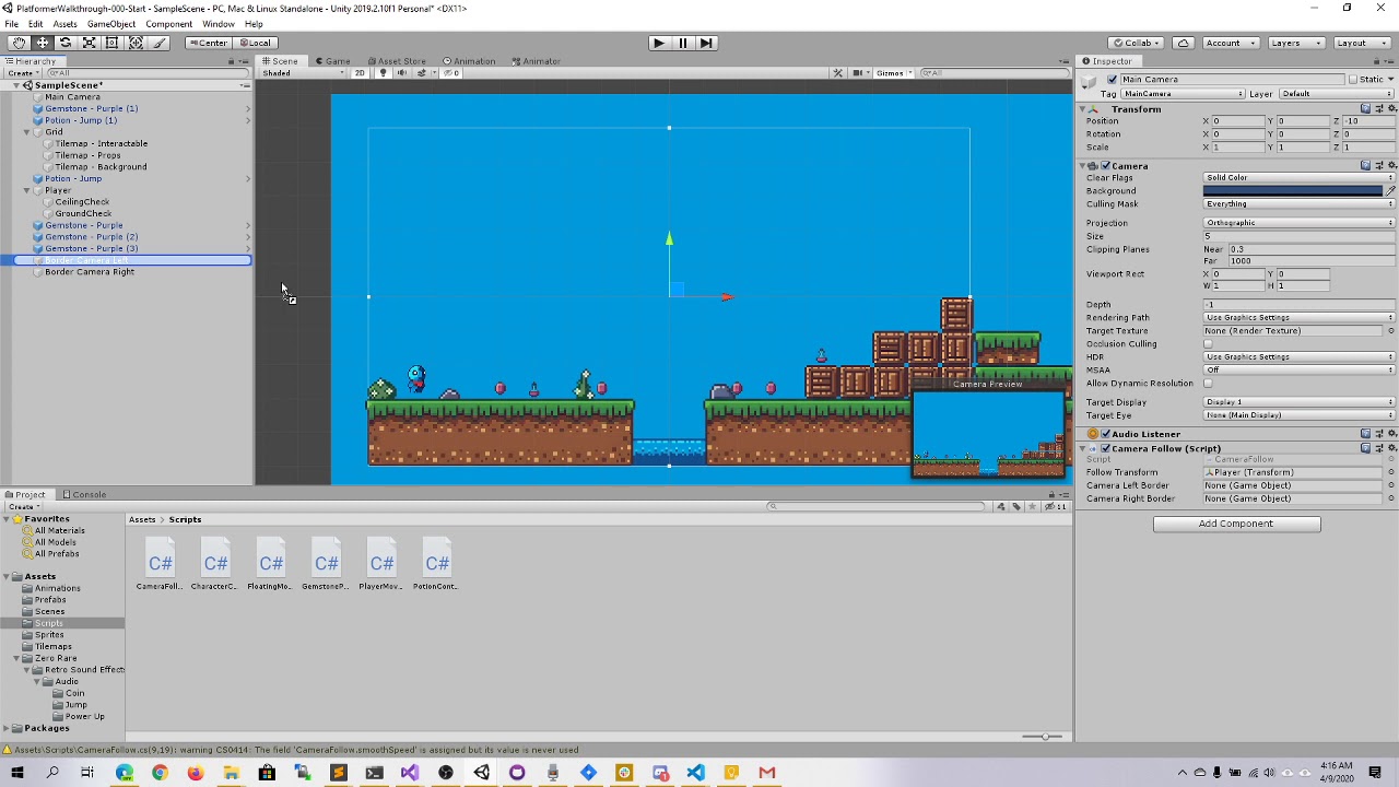 Unity 2019 Platformer Tutorial 009 - Camera Follow - YouTube