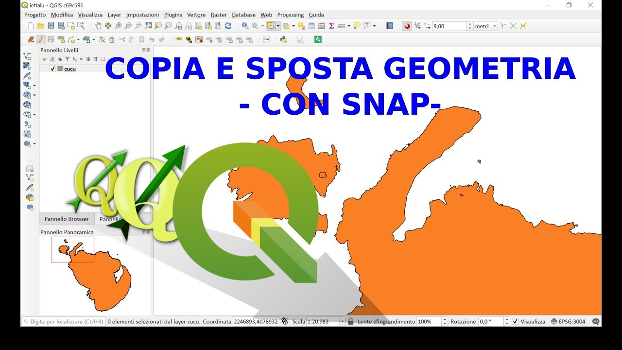QGIS 3.0 - copia e sposta geometria con snap - YouTube