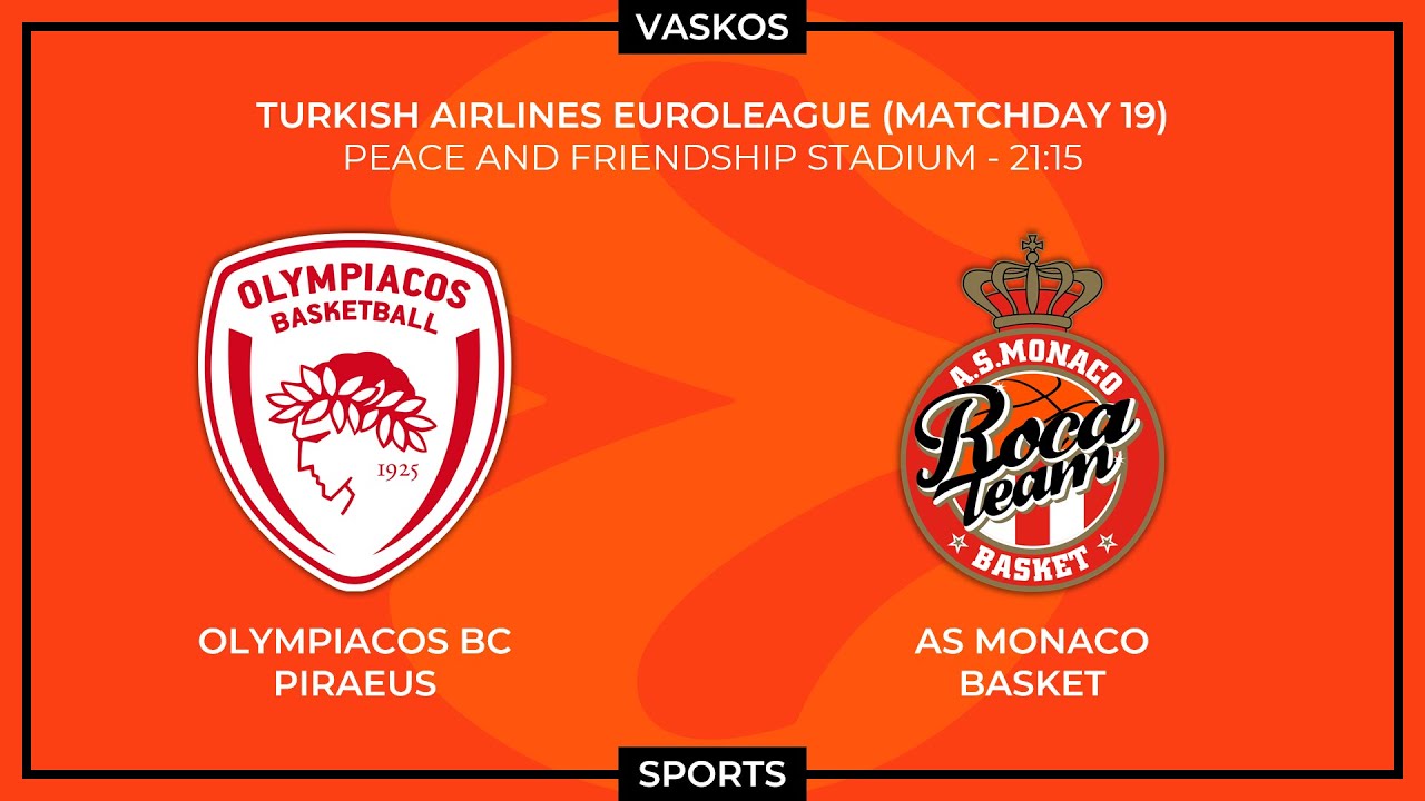 🔴 LIVE | ΟΛΥΜΠΙΑΚΟΣ - ΜΟΝΑΚΟ | EUROLEAGUE | OLYMPIACOS - MONACO | 4/1 ...