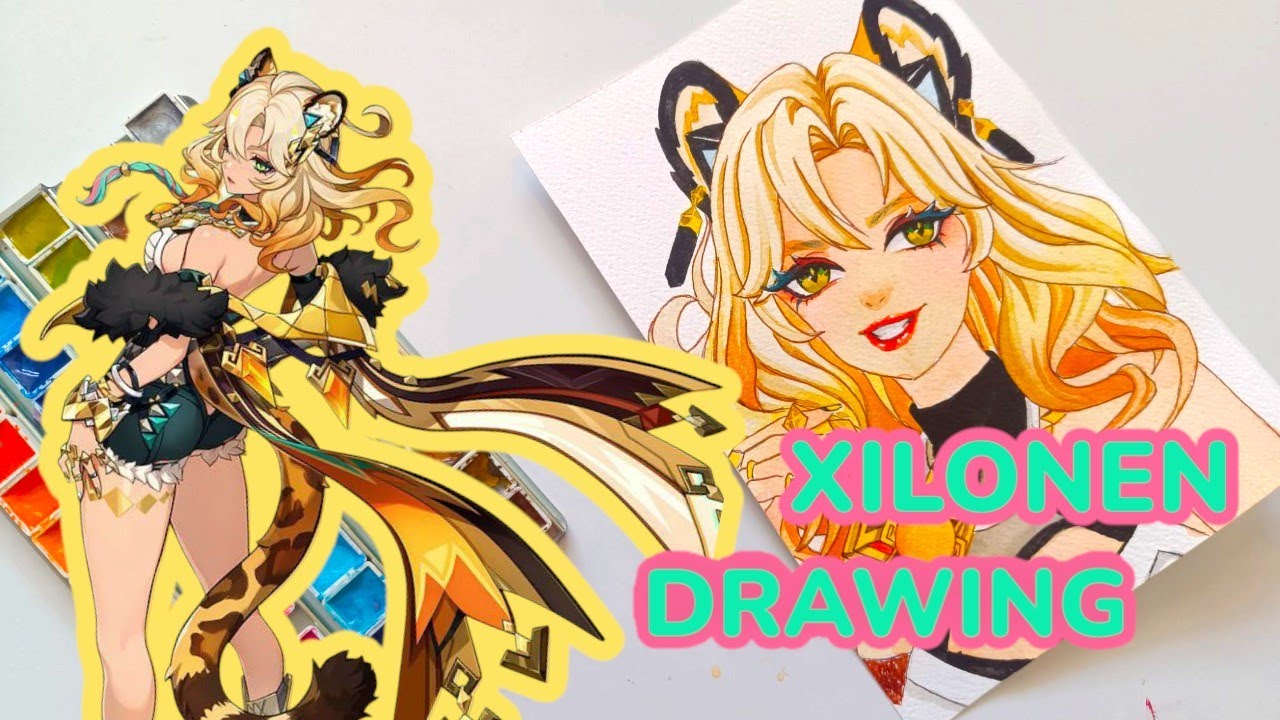 How to Draw Xilonen From Genshin Impact with Watercolor - Anime Girl ...