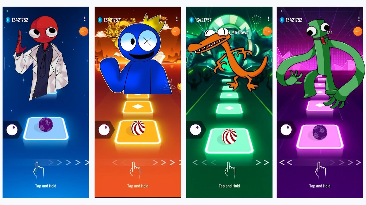 Rainbow Friends - Red vs Blue vs Orange vs Green | Tiles Hop EDM Rush ...