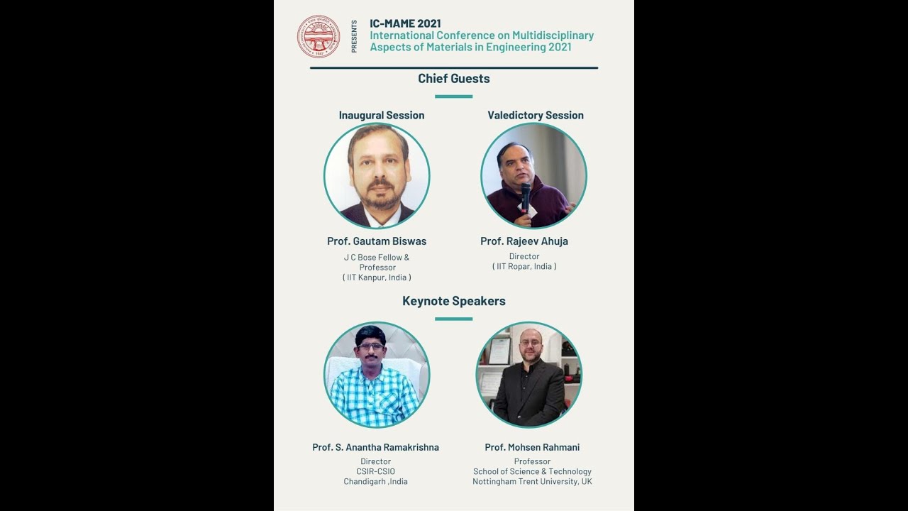 IC-MAME 2021 Day 1: Inaugural Session | UIET Panjab University ...