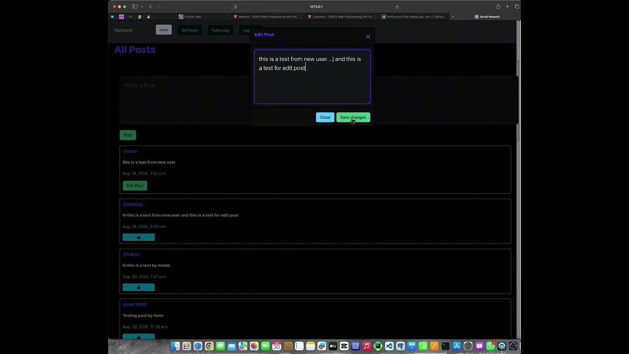 CS50W Project4 - Network - YouTube