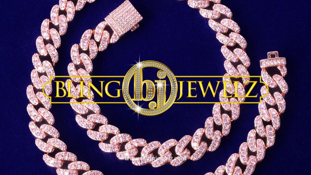BLINGJEWELZ.Com - 10mm Pink Stone Miami Cuban Link Chains - YouTube