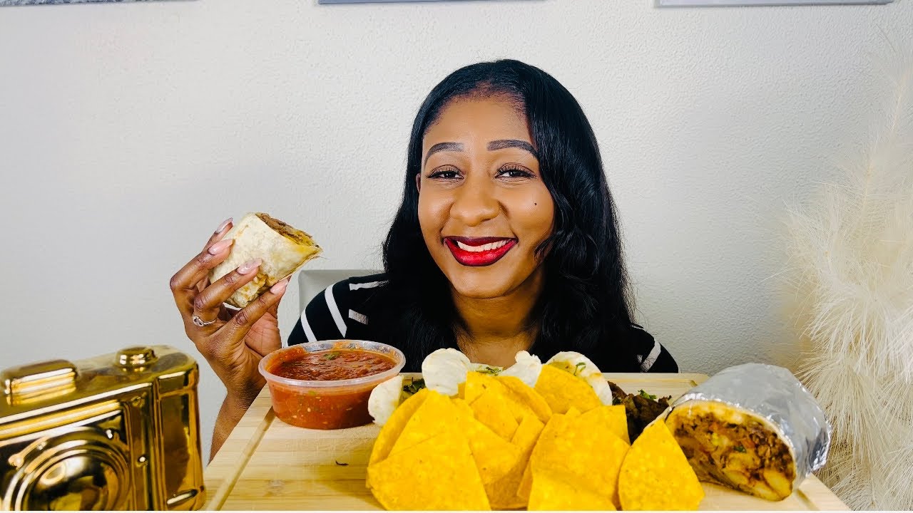 BURRITO, TACOS, AND CHIPS WITH SALSA MUKBANG + IS HE OK😳 - YouTube