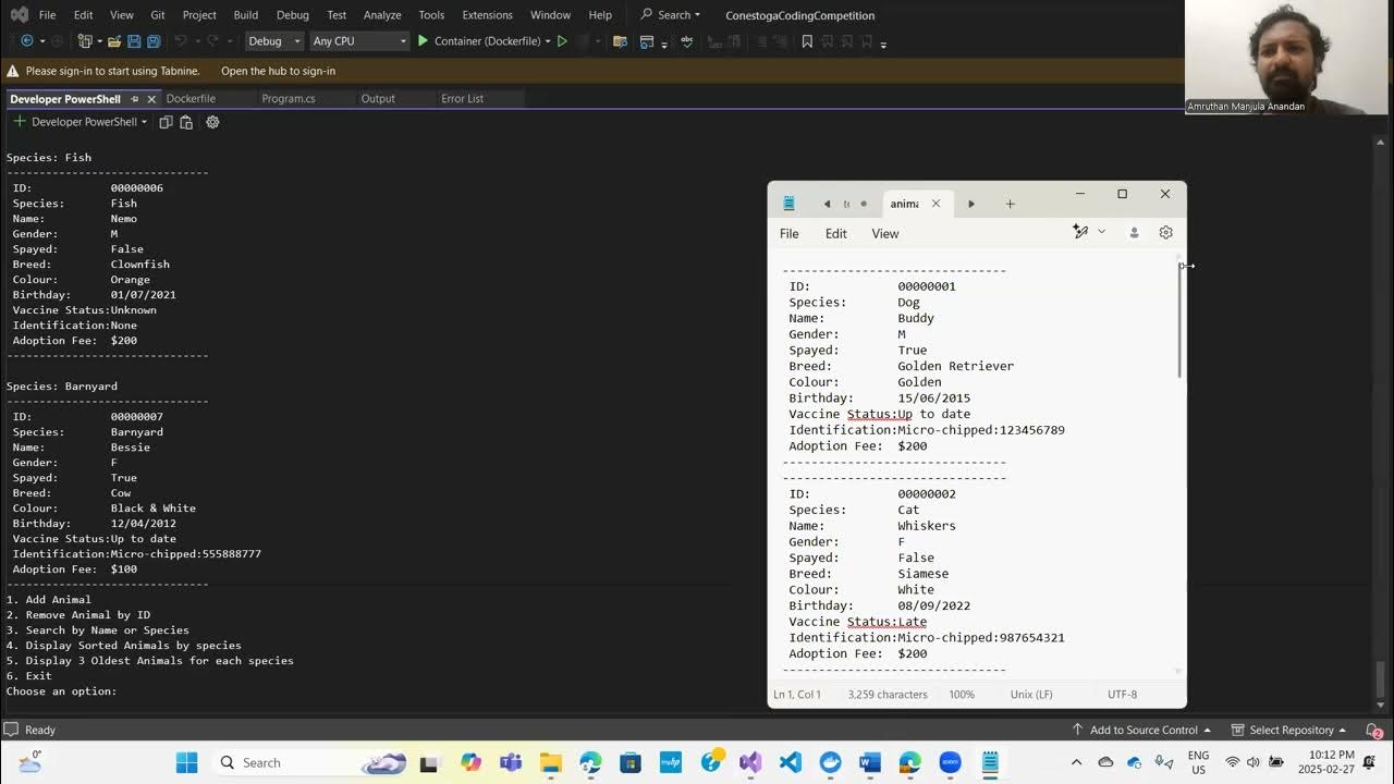 Animal Management System using C# and Docker - YouTube