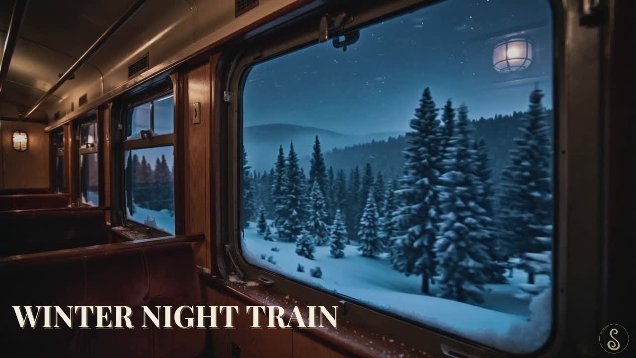 Winter Night Train Through the Forest | Cozy Vintage Ambiance for Focus ...