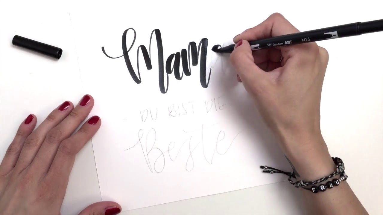 Brush Lettering zum Muttertag - YouTube