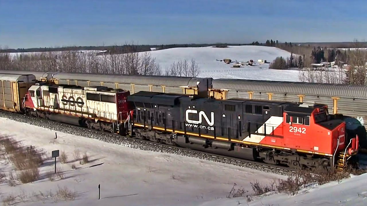 A Must See!! Former SOO Line EMD SD60 "CEFX 6002" Leased Power On CN M302 At Evansburg AB - YouTube